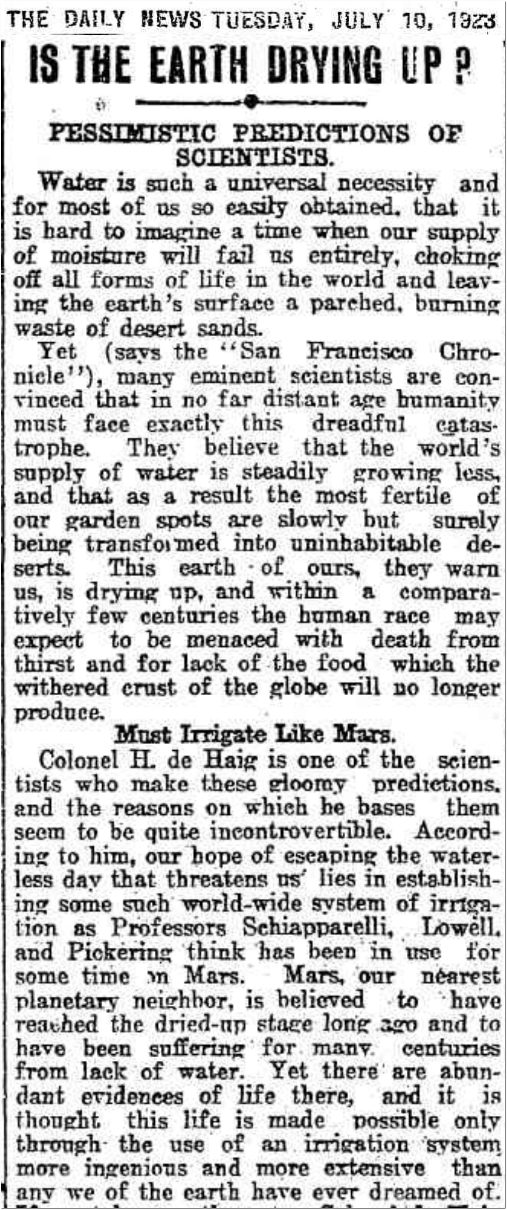 1923 Earth Drying Up Real Climate Science 1923 Earth Drying Up Real Climate Science
