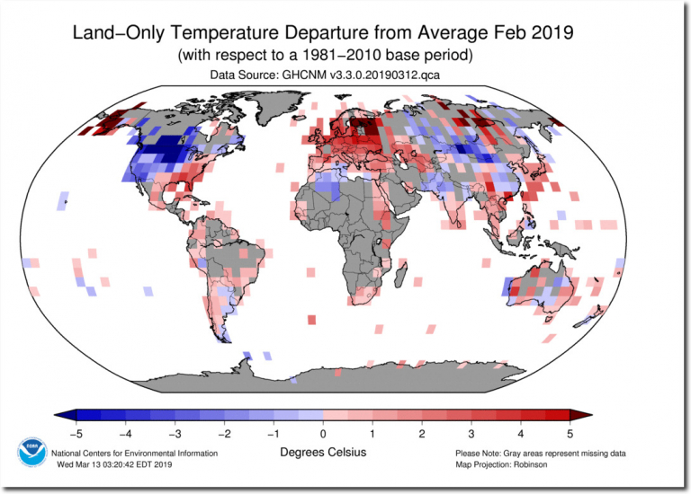 NOAA : “among the eight warmest Februarys on record” | Real Climate Science